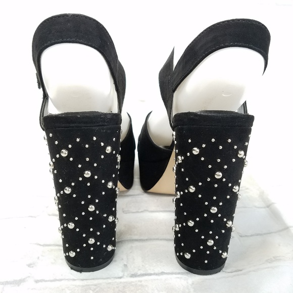 Leith | Shoes | Leith Chunky Block Heels Studded Slingback 75 | Poshmark